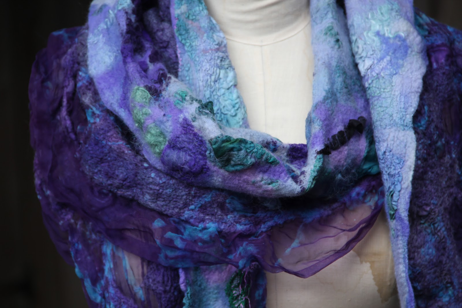 Studio 907: More Textile Adventures - Nuno Felting the Batiked Fabric