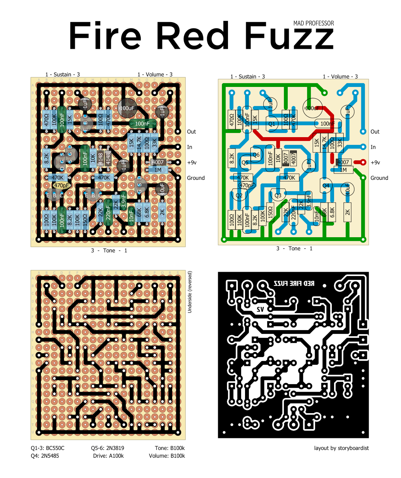 Perf and PCB Effects Layouts: Mad Professor Fire Red Fuzz