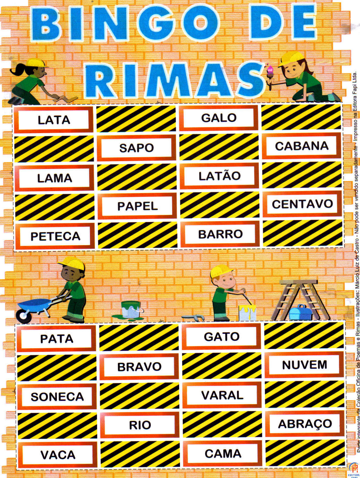 PROFESSORAS NOTA 1000: BINGO DE RIMAS