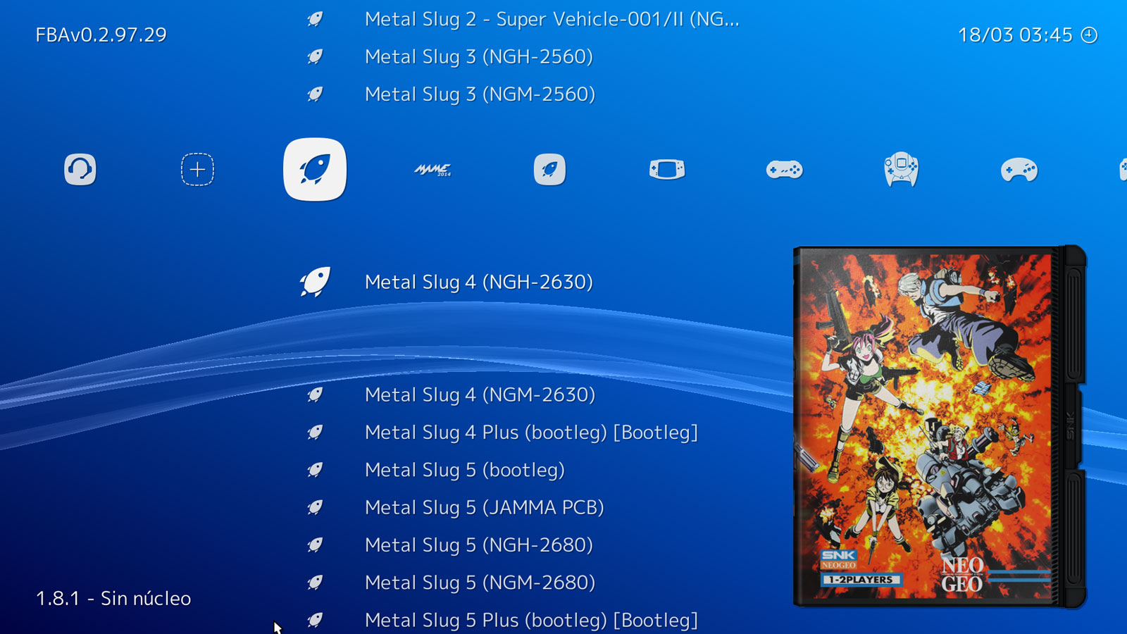 Retroarch con Iconos Frontales Neo-Geo AES