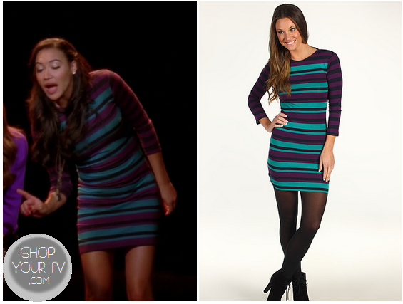 Glee: Season 4 Episode 12 Santana's Purple and Green Striped Bodycon ...