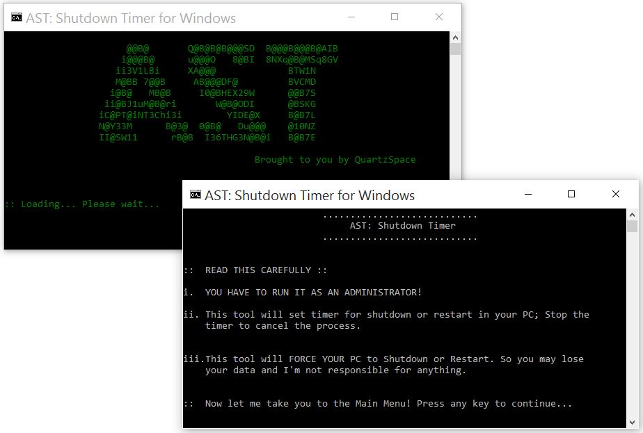 QuartzSpace: AST: Shutdown Tool (Non GUI)