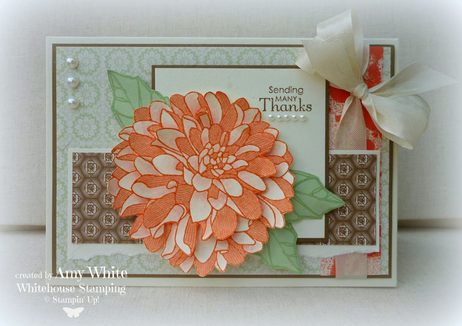 White House Stamping: Venetian Tangerine Dahlia