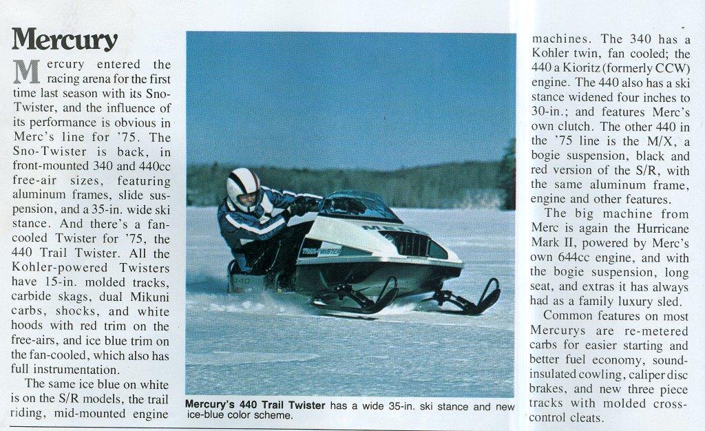 CLASSIC SNOWMOBILES OF THE PAST: 1975 MERCURY SNOWMOBILES