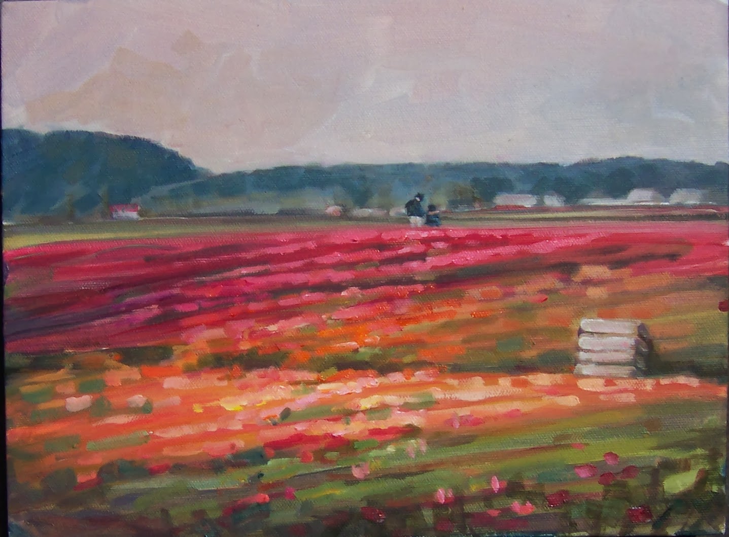 Art Every Day : Tulip Field,landscape,oil on canvas9x12,price$400