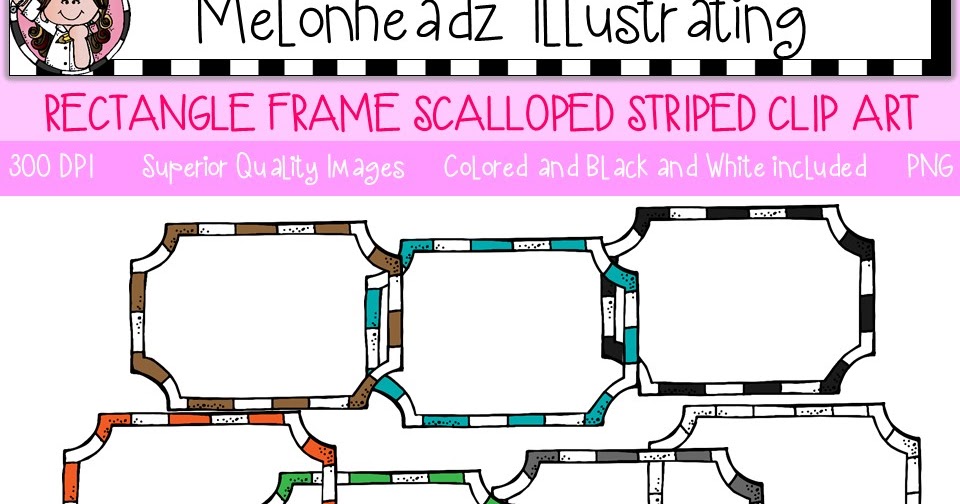 Rectangle Frame clip art - Scalloped - Striped
