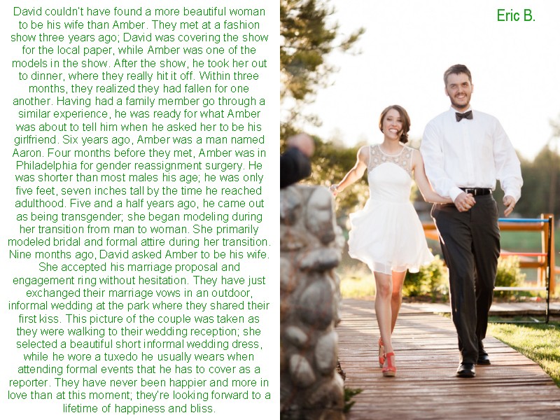 Eric's Transgender Captions: Informal Wedding