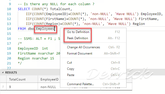 德瑞克:sql Server 學習筆記 Use T Sql To Generate Sql Server Scripts And Null Value For Insert Update 6793