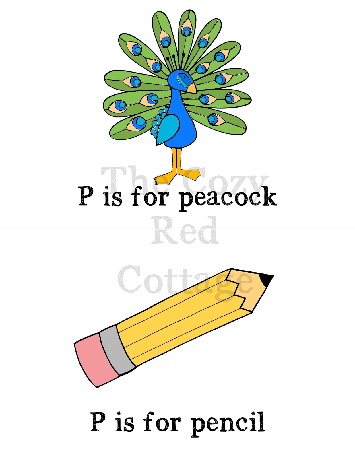 The Cozy Red Cottage: Letter P preschool mini pack