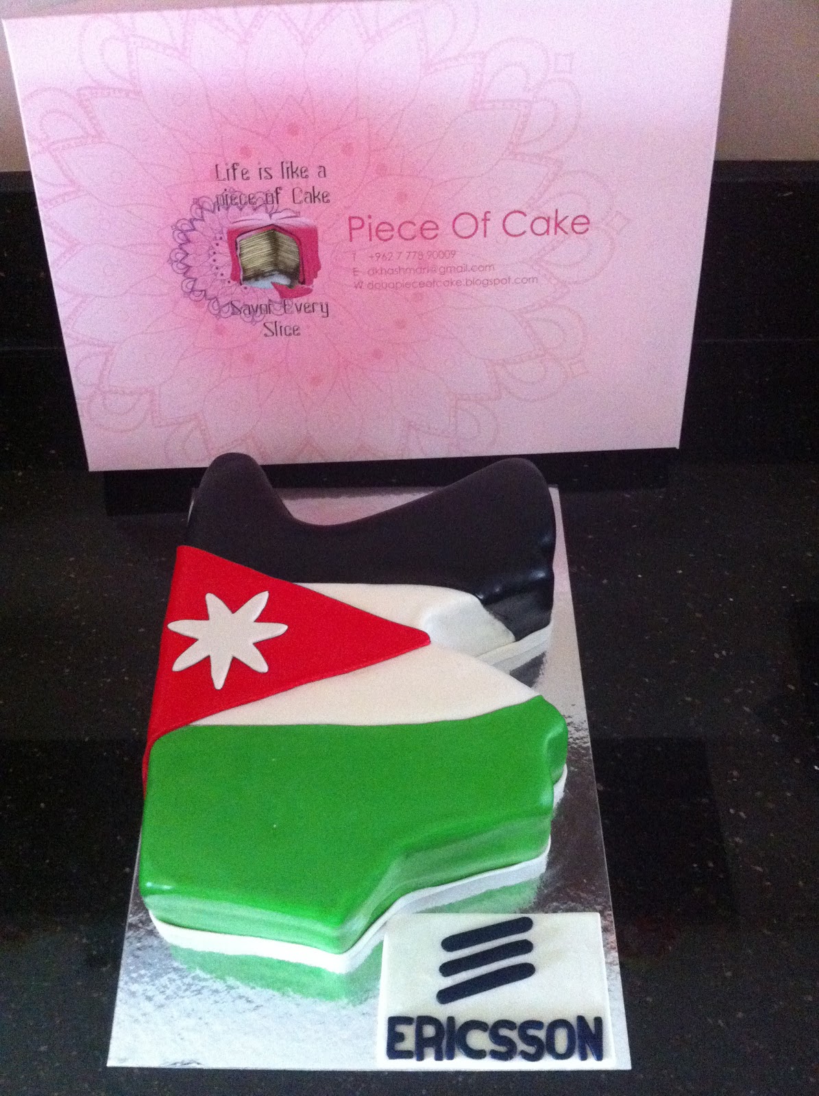 Piece Of Cake: Jordan flag on a map cake