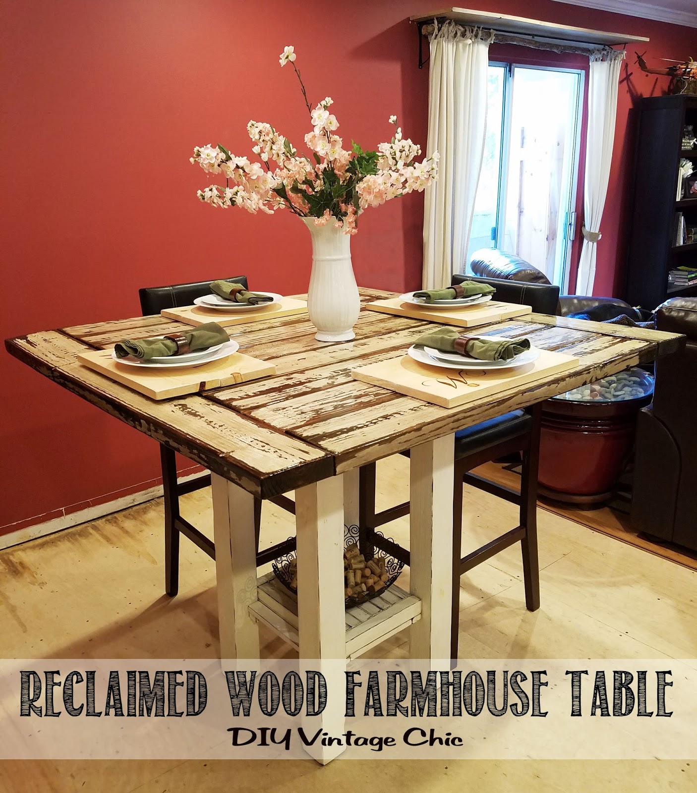 Reclaimed Wood Bar Height Farmhouse Table