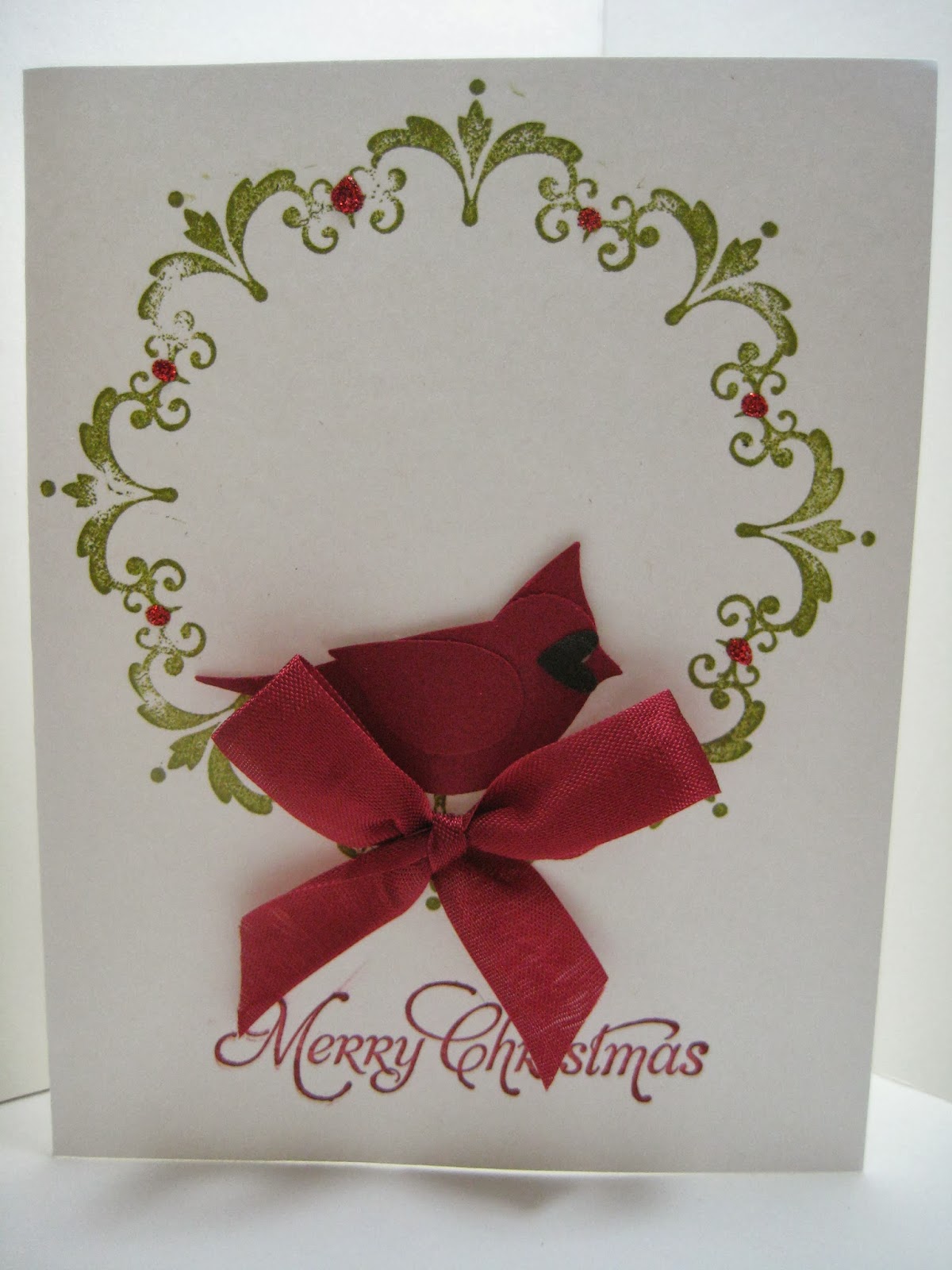 Goin' Over The Edge: Cardinal punch art for Christmas card