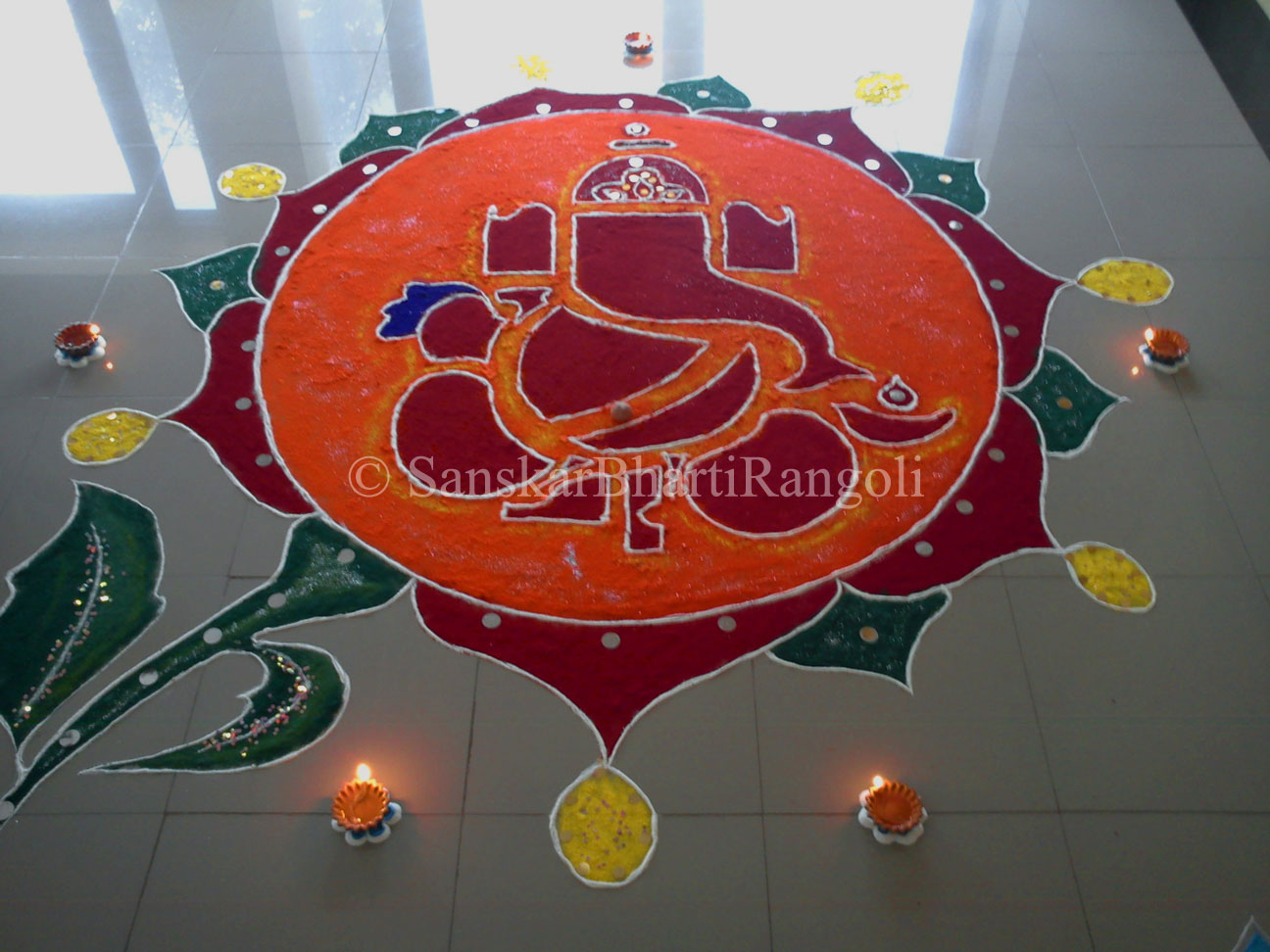 10+ Best Ganesh Rangoli Designs - Sanskar Bharti Rangoli