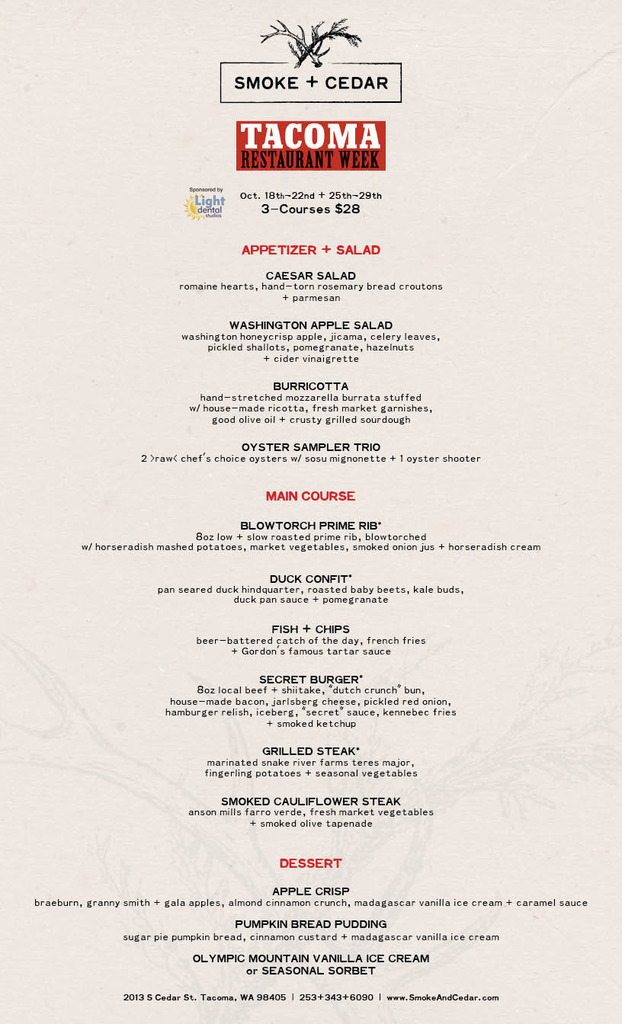 We Ate There!: Smoke + Cedar - Tacoma Restaurant Week 2015