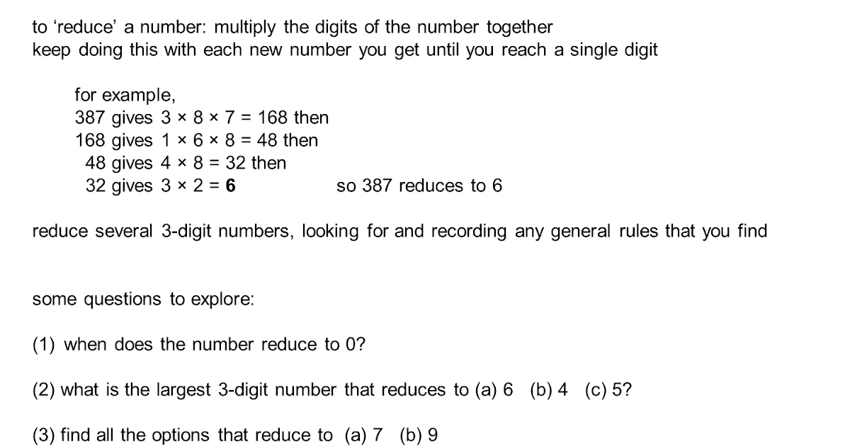 MEDIAN Don Steward mathematics teaching: reduction multiplication