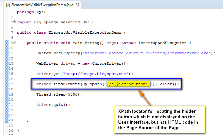 Selenium-By-Arun: ElementNotVisibleException WebDriver Exception
