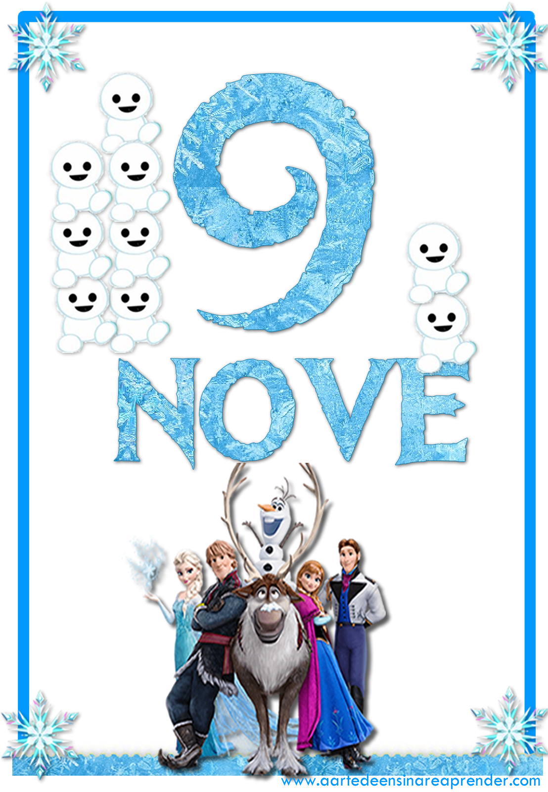 Cartelas de numerais - Frozen - A Arte de Ensinar e Aprender