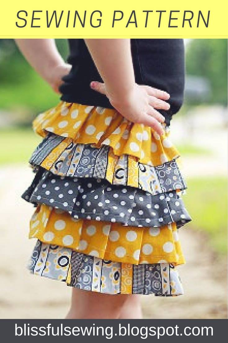 Ruffled Skirt Pattern, Girl's Skirt Pattern, 12 months to 12 years ...