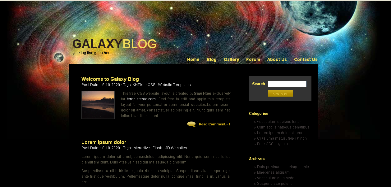 CSS Galaxy - Free Script and Template Blogger