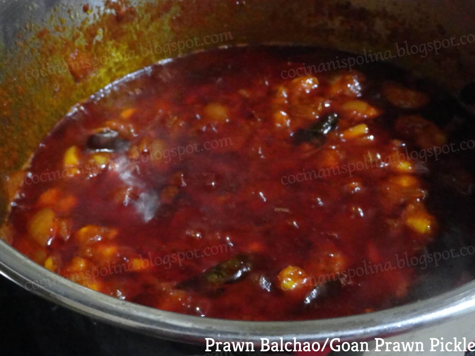 Cocinanispolina: {Recipe}Prawn Balchao (Goan Prawn pickle)
