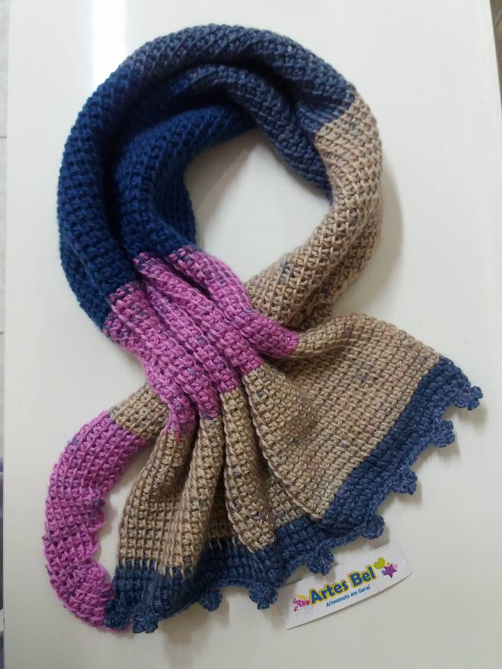Artes Bel: Gola Cachecol em Crochê Tunisiano