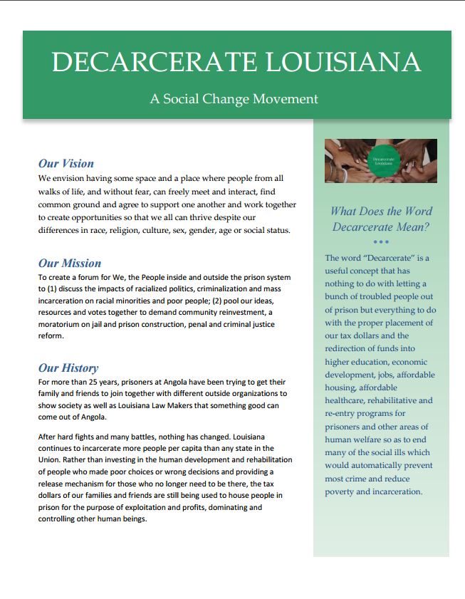 Decarcerate The Garden State: Decarcerate Louisiana Reaches Out to ...