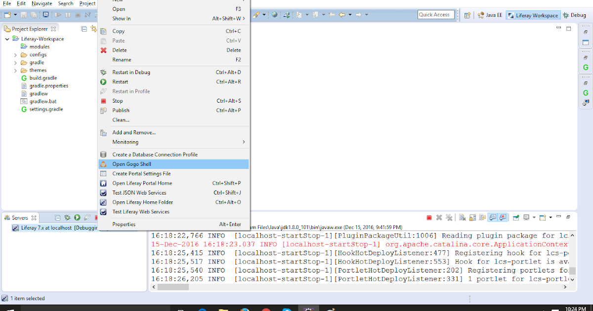 Java and Liferay: Access Gogo Shell in Liferay 7
