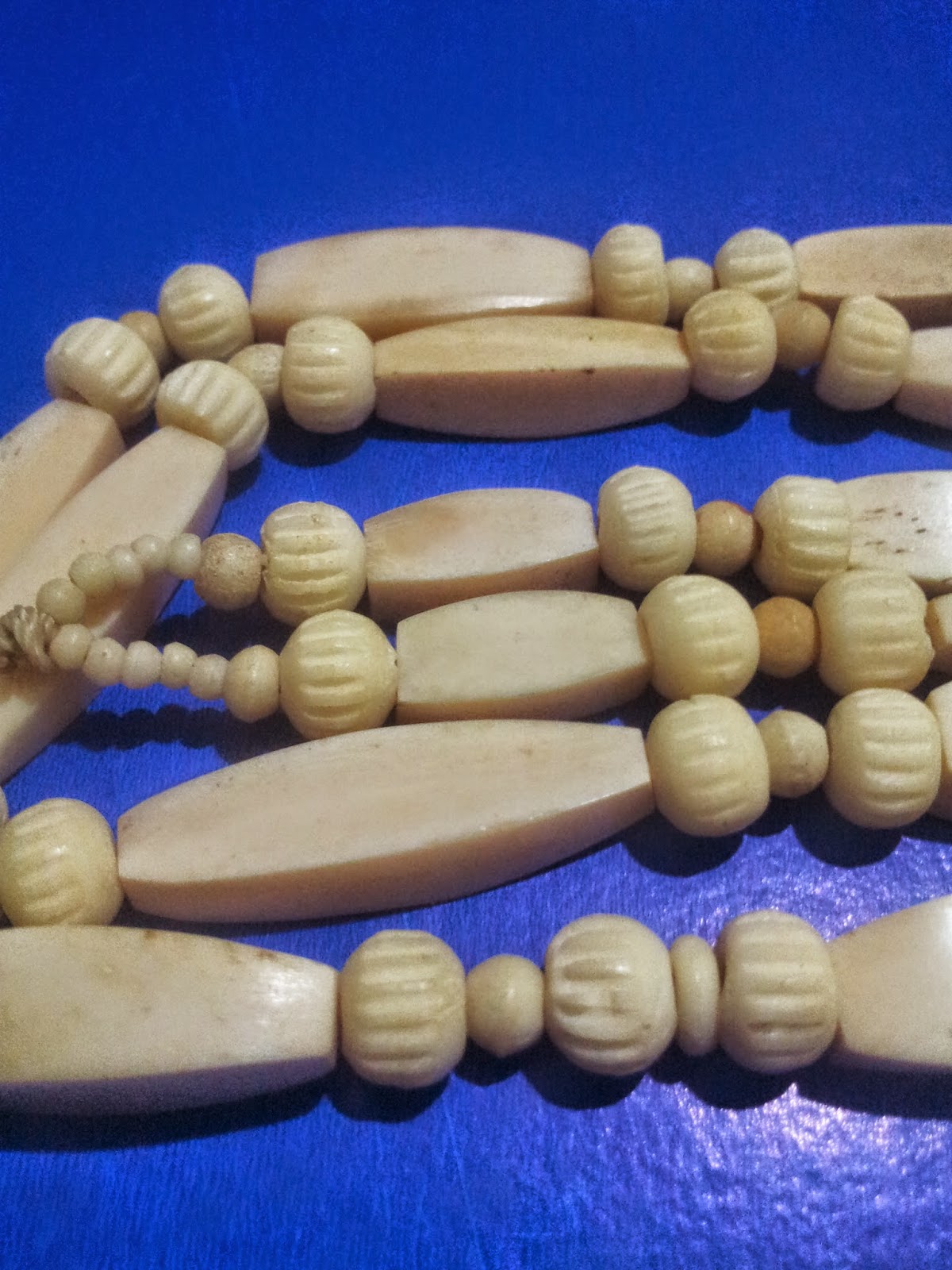 silvium antiques: Vintage Carved Ivory and Bone Bead Necklace