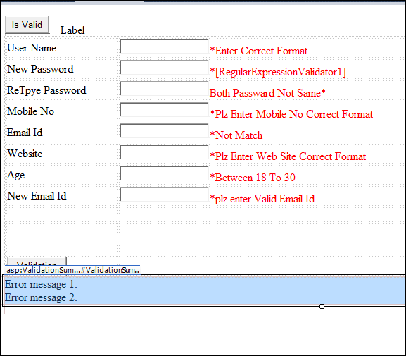 Aspdotnet.Sunil Kumar: Validation Control Using In Asp.net Aspdotnet.Sunil Kumar: Validation Control Using In Asp.net