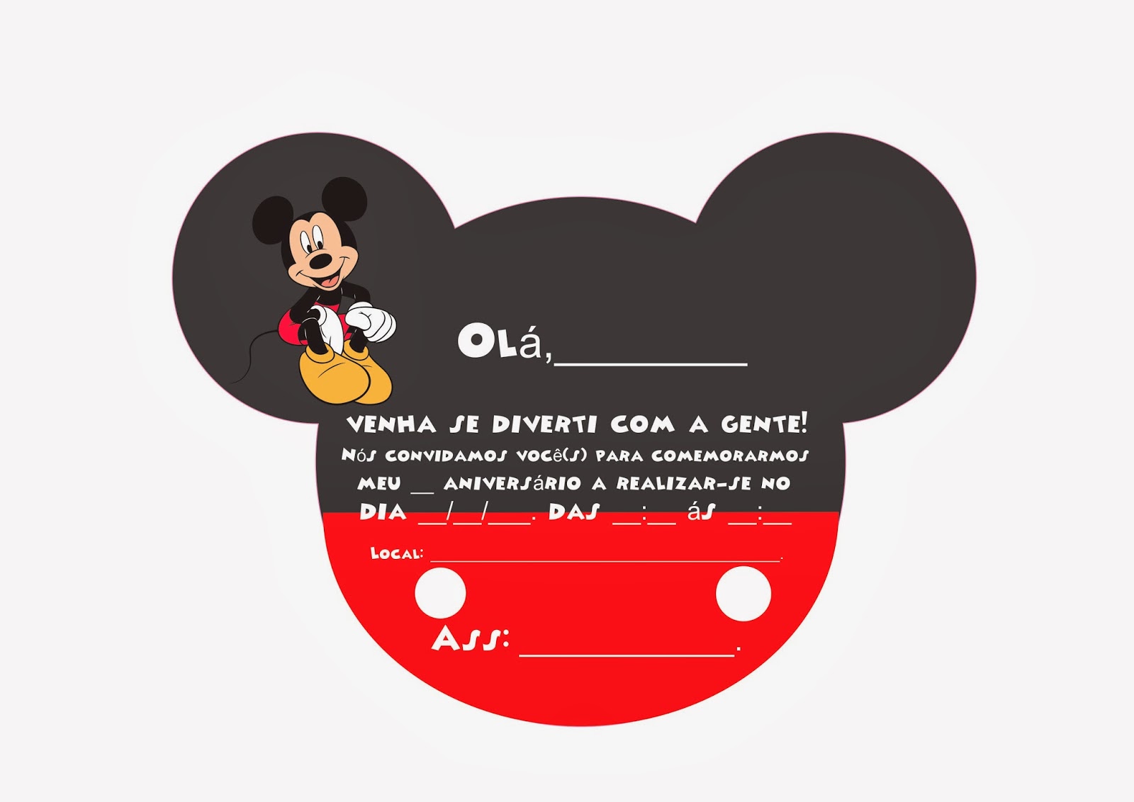 Melissa & Artes: Convite do Mickey