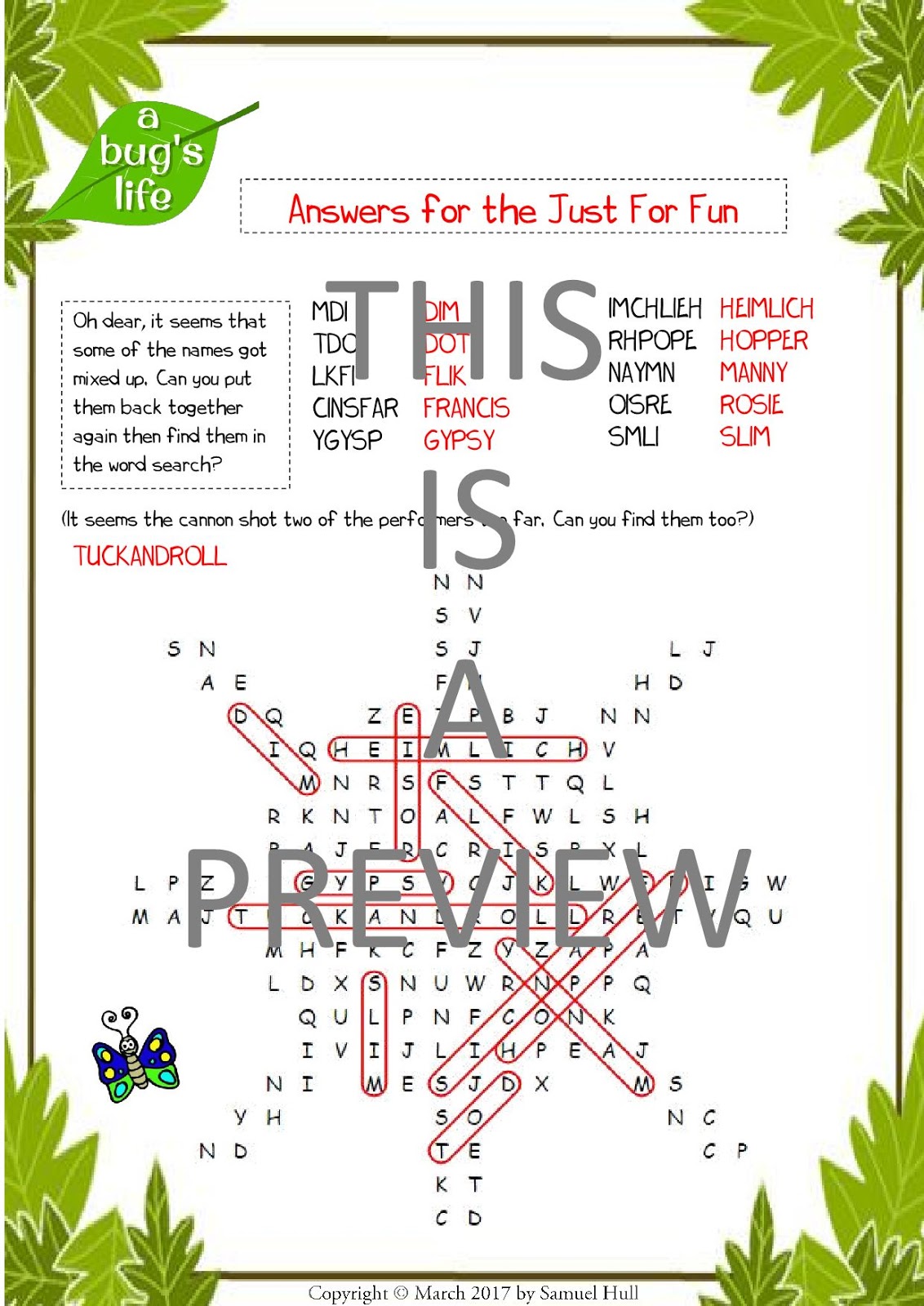 A Bug's Life (1998) - Movie Comprehension Questions + Activities ...