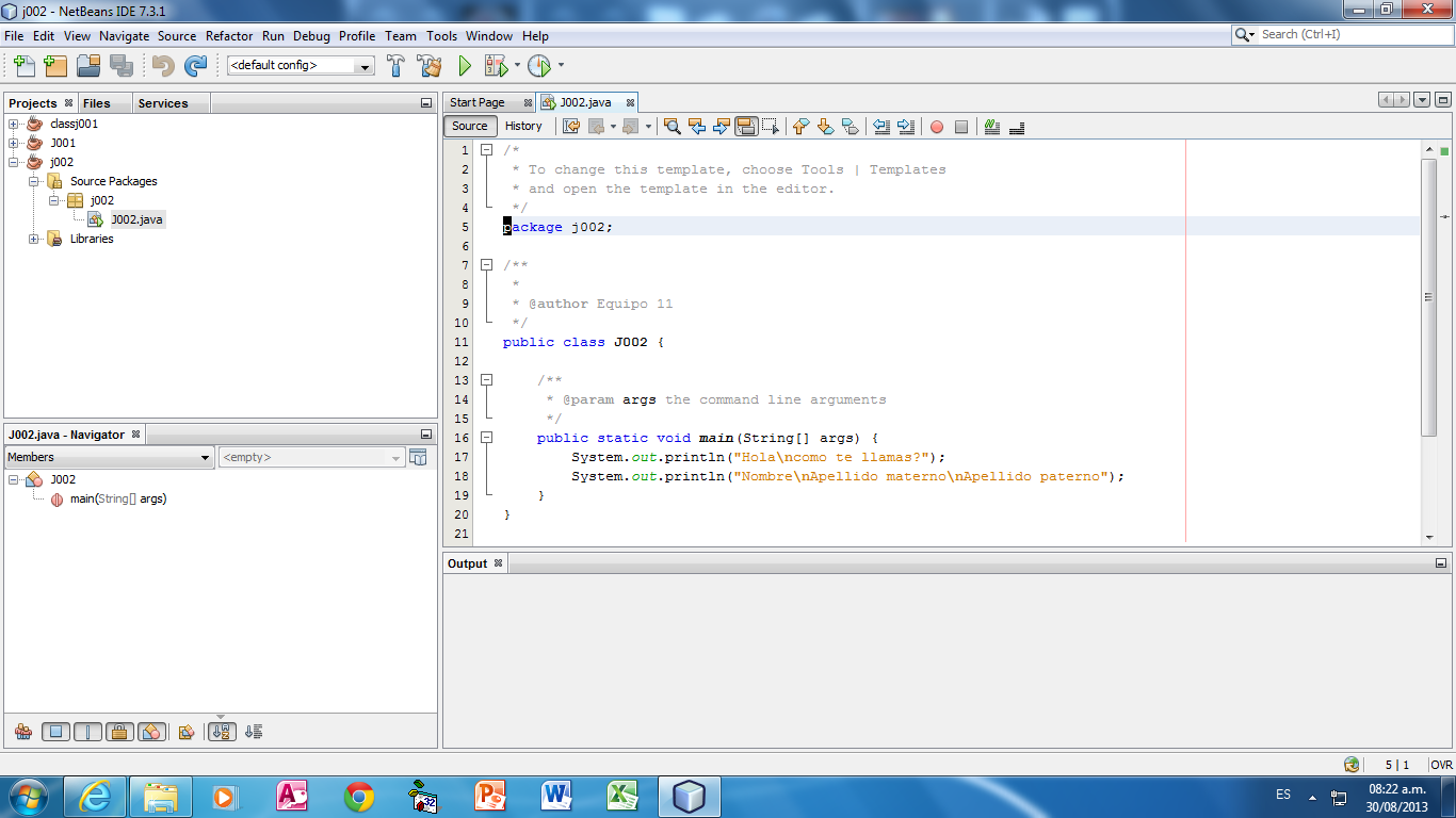 Java: Class j001,002,003