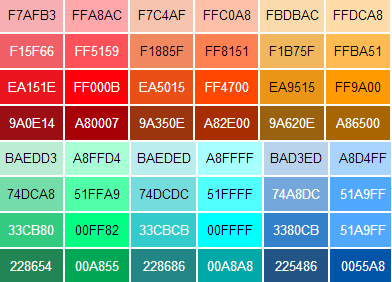 Bảng mã màu sắc thông dụng và đẹp dùng cho việc thiết kế giao diện ...
