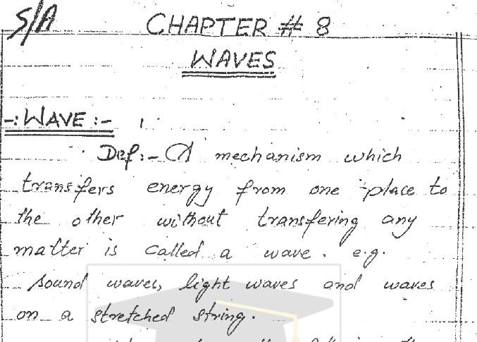 1st Year Physics Chapter 8 Waves Notes pdf - Ratta.pk