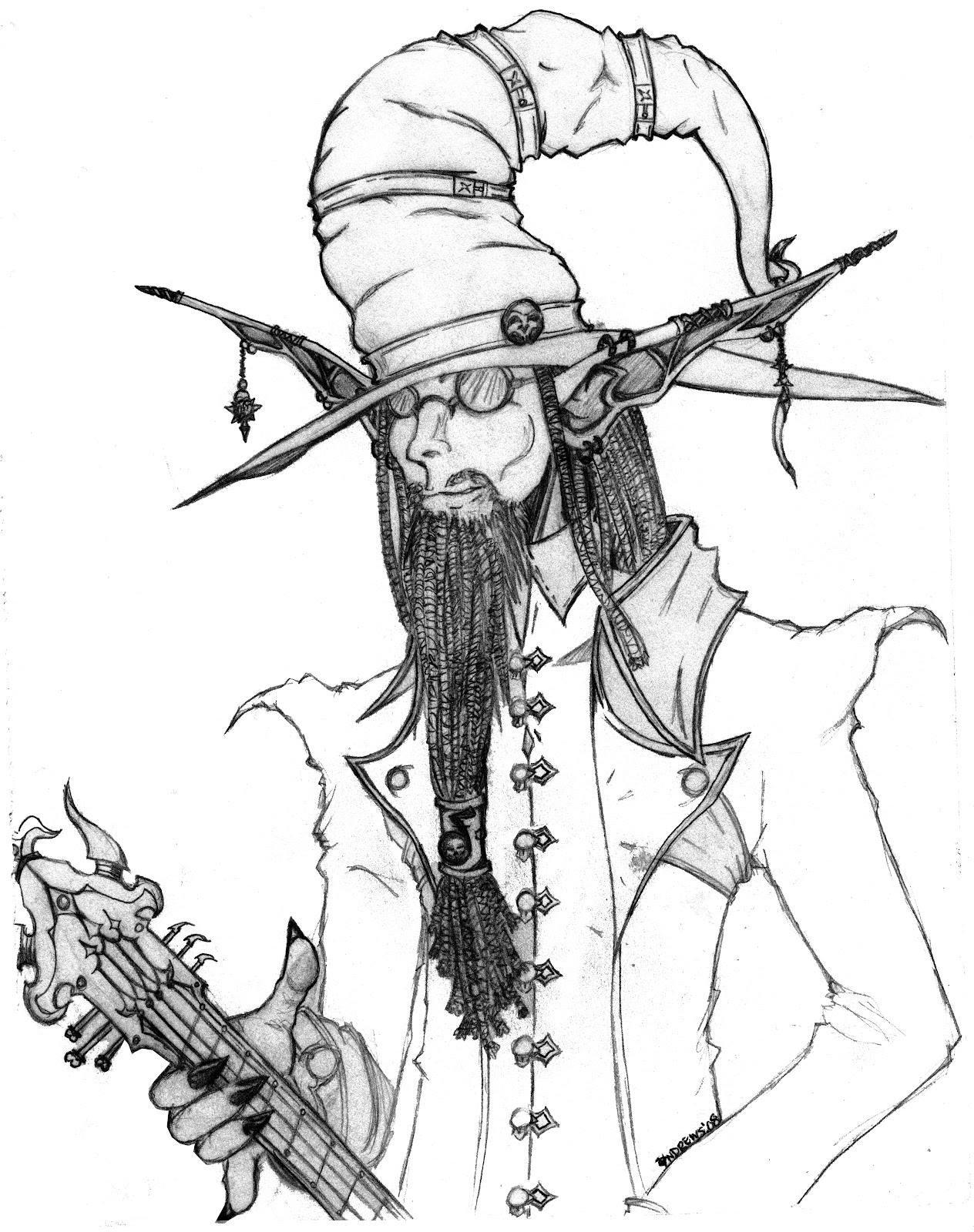 Andrew's House of Illustrated Madness: Defilias, Dark Elven Necro Bard