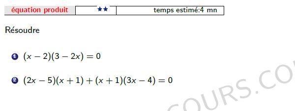 Éqaution produit en troisième - MATHS au collège