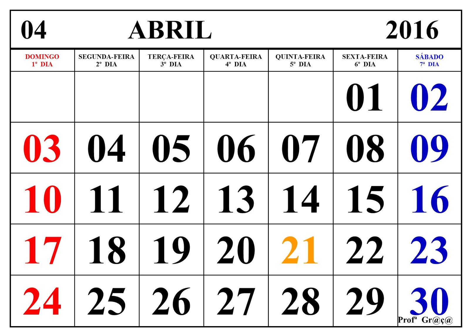 Alfabetizando com "Gr@ç@": calendário