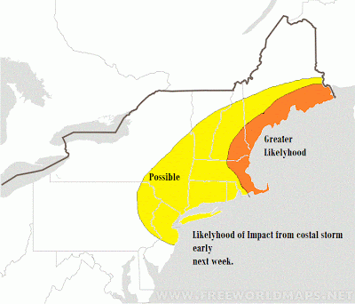 Weather Willy's Weather: Map on Potential Impact From Coastal Storm ...