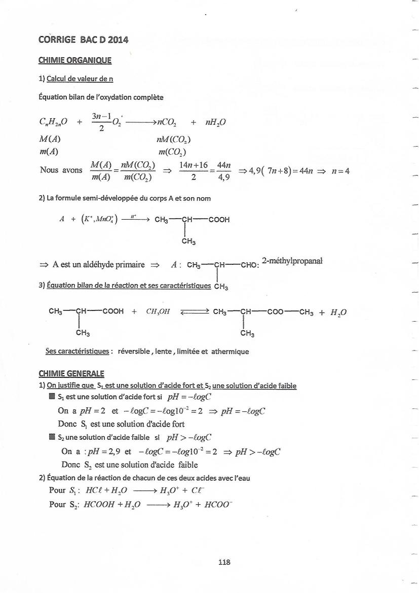 Corrigé BAC serie D session 2014 - Épreuve Sciences Physiques à ...