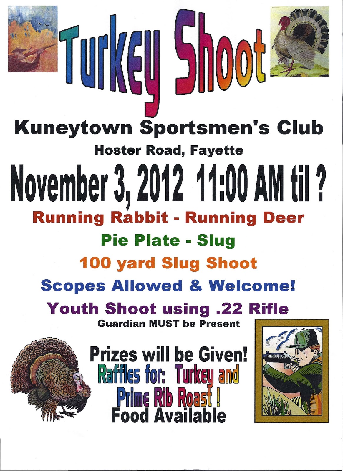 Kuneytown Sportsmens Club: Turkey Shoot November 3rd!