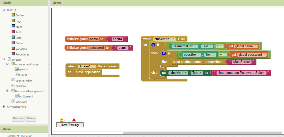 Screen Login tanpa Database di MIT APP Inventor 2 - Berbage Ilmu | Tutorial Arduino Android SEO ...
