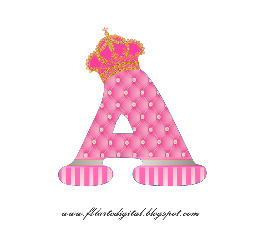 Alfabeto con Corona Dorada y Rosa. - Oh my Alfabetos!