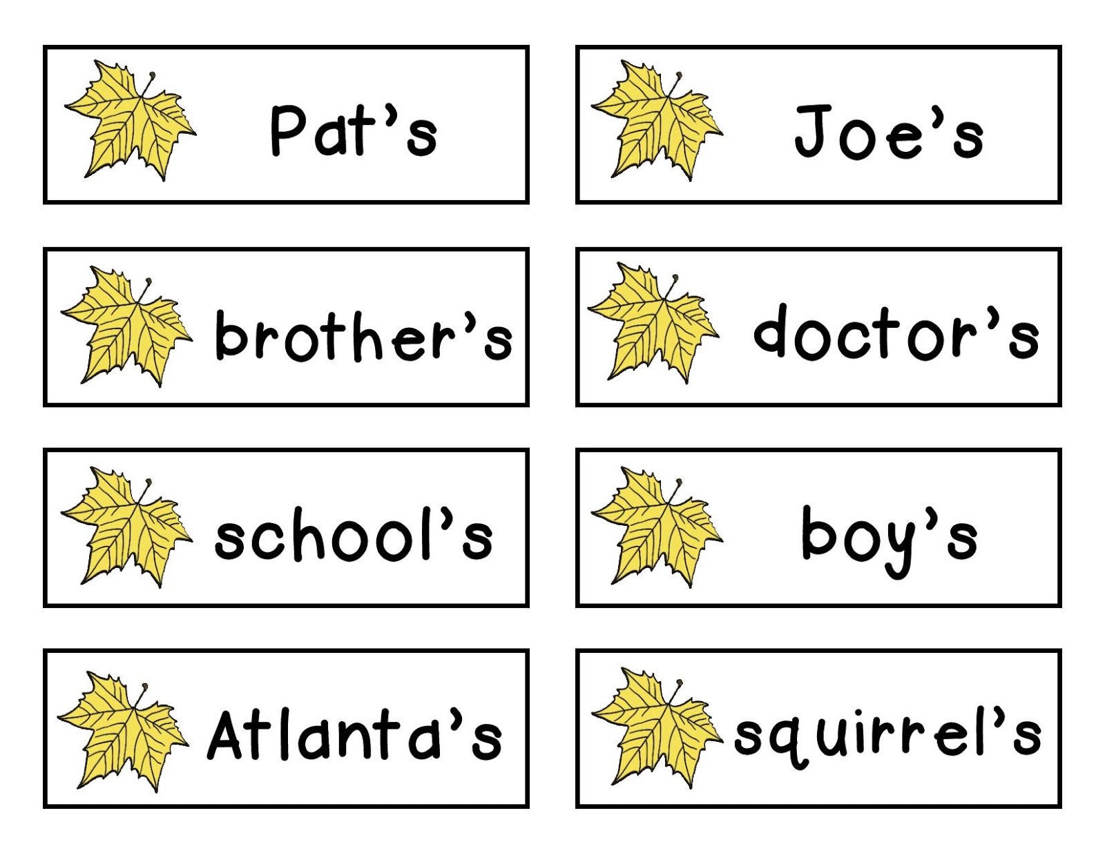 gwhizteacher: Autumn Noun Sorts