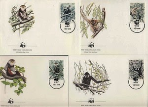 My Stamp Collection: Vietnam's Stamp - Douc Langur & Black Gibbon (WWF ...