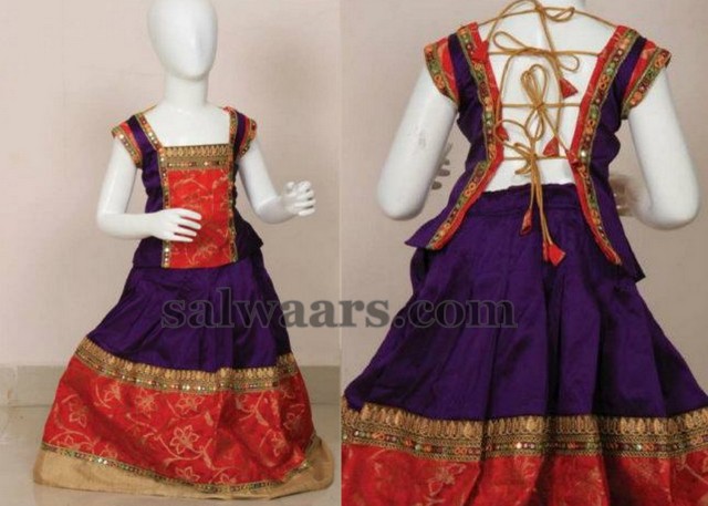 Purple Chanderi Kids Lehenga - Indian Dresses