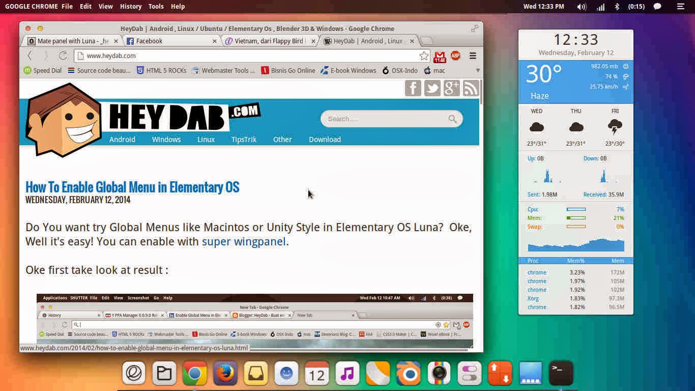How To Enable Global Menu in Elementary OS ~ HeyDab