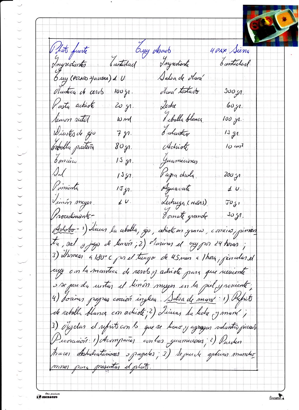 COCINA ECUATORIANA UTE 4TO A: DEBER MENÚ CUATRO TIEMPOS UNIDAD 5 SESIÓN 14