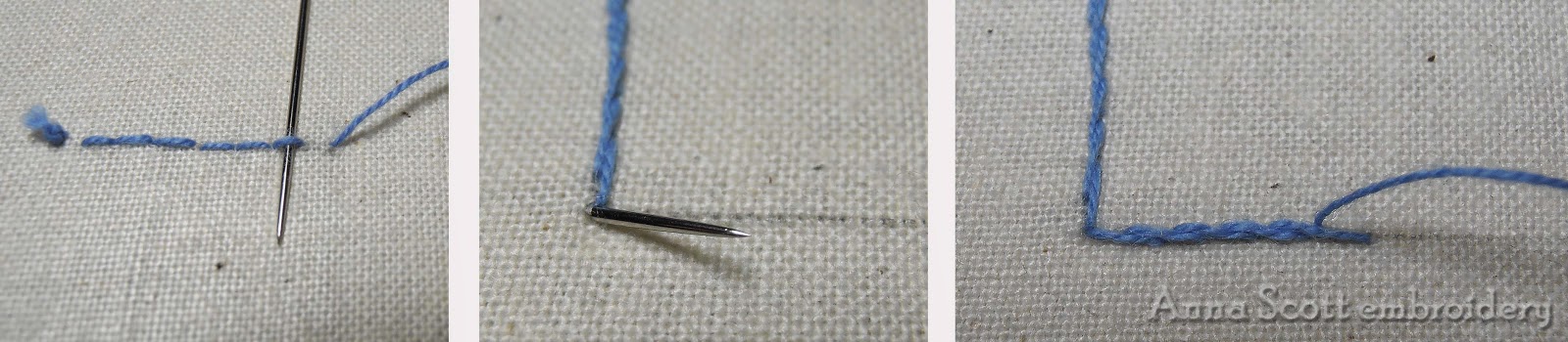 Stem stitch corner