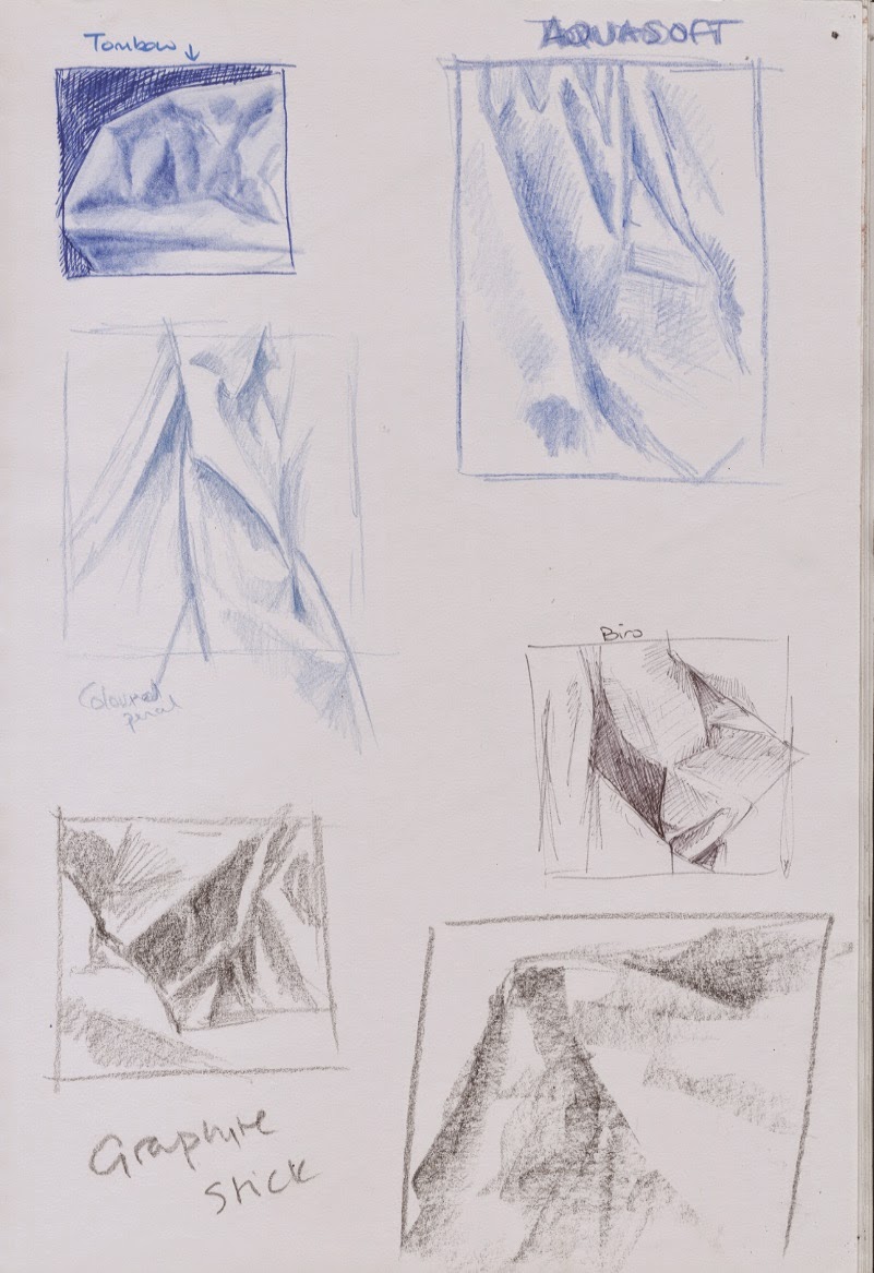 suburban sketches: Part 4 Exercise 1 - Drawing fabric using line and tone