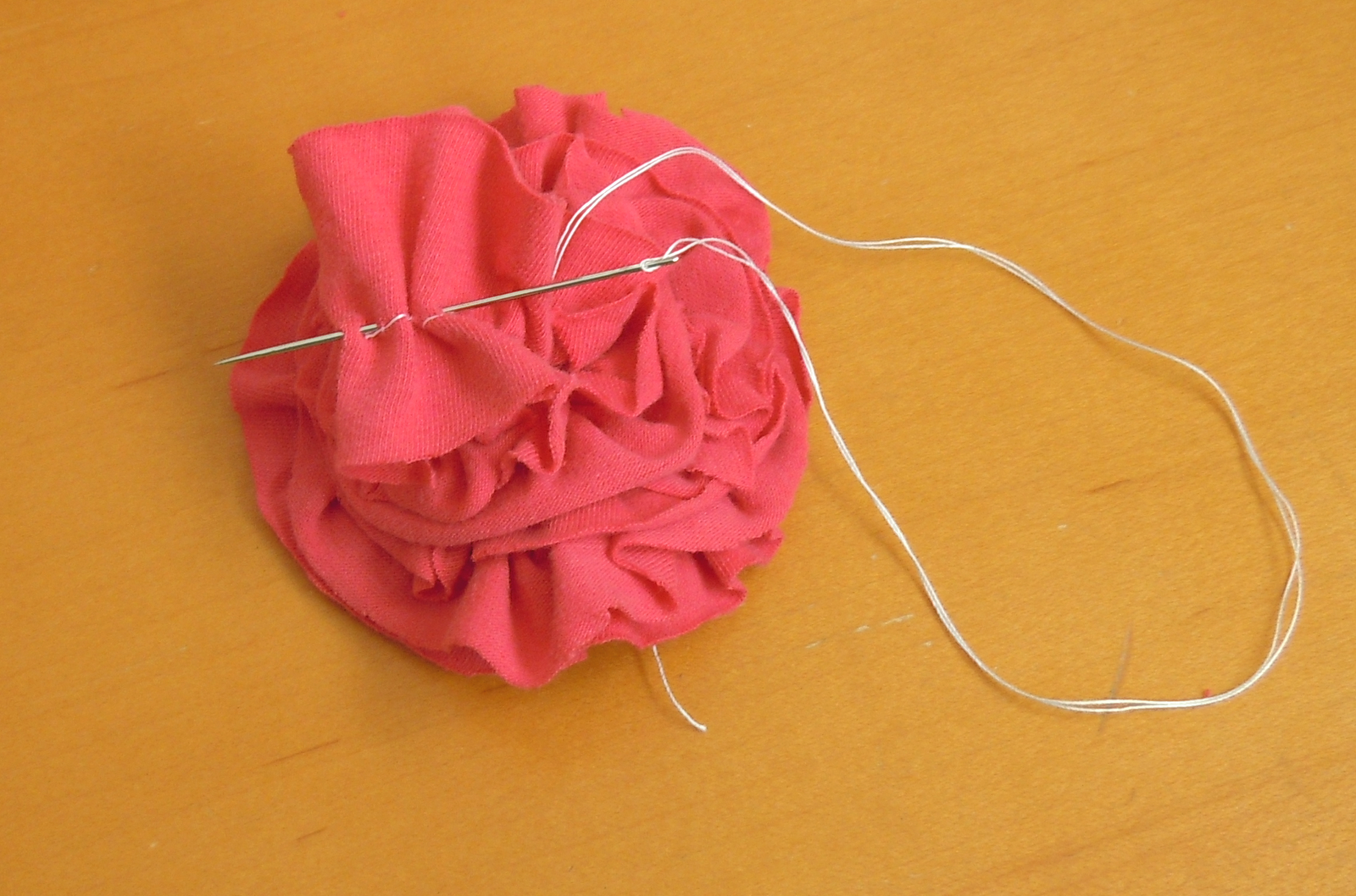 Tutorial: Rouched Fabric Flower from a T-Shirt - Naturally Creative Mama